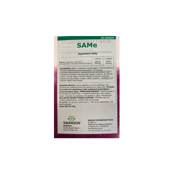 Swanson SAM-e Emotional Wellness and Joint Health 200mg / 60 tablets ...