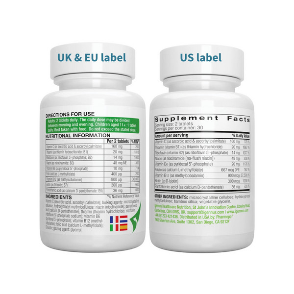 Igennus Super B-Complex, Methylated Vitamin B Complex tablets with Fol ...