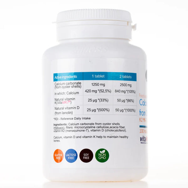 Aliness Calcium from oyster shells with K MK7 and D3 100 capsules ...