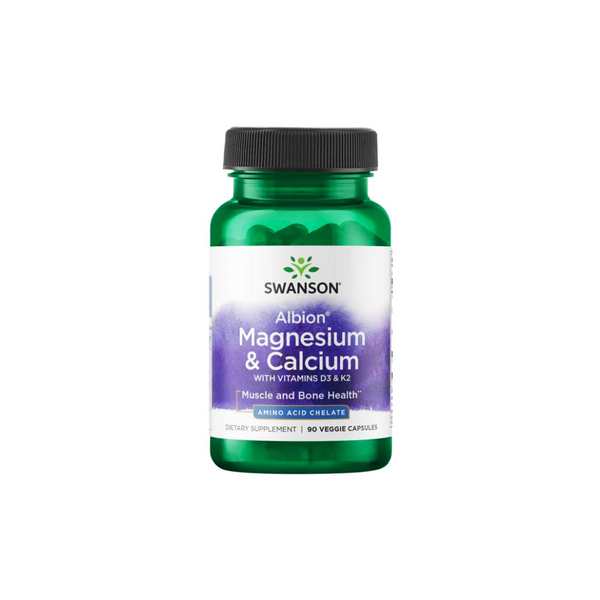 Swanson Albion Magnesium and Calcium Chelate with D3 and K2, 90 capsul ...
