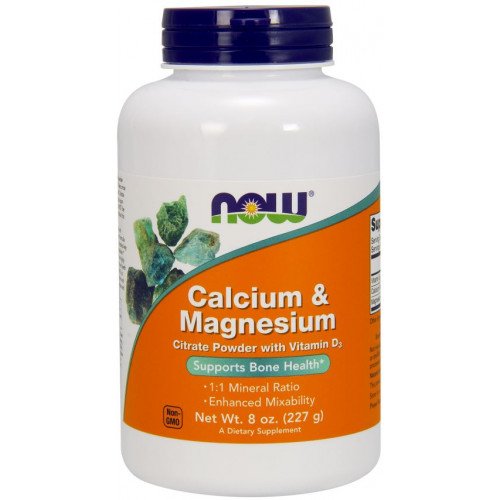 NOW Foods Calcium & Magnesium, Citrate Powder with Vitamin D3 - 227 gr ...